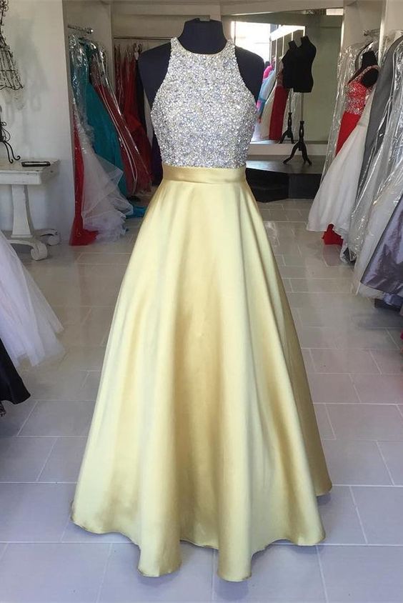 2018 Yellow Long Prom Dresses, Elegant Long Prom Dresses, Yellow Long ...