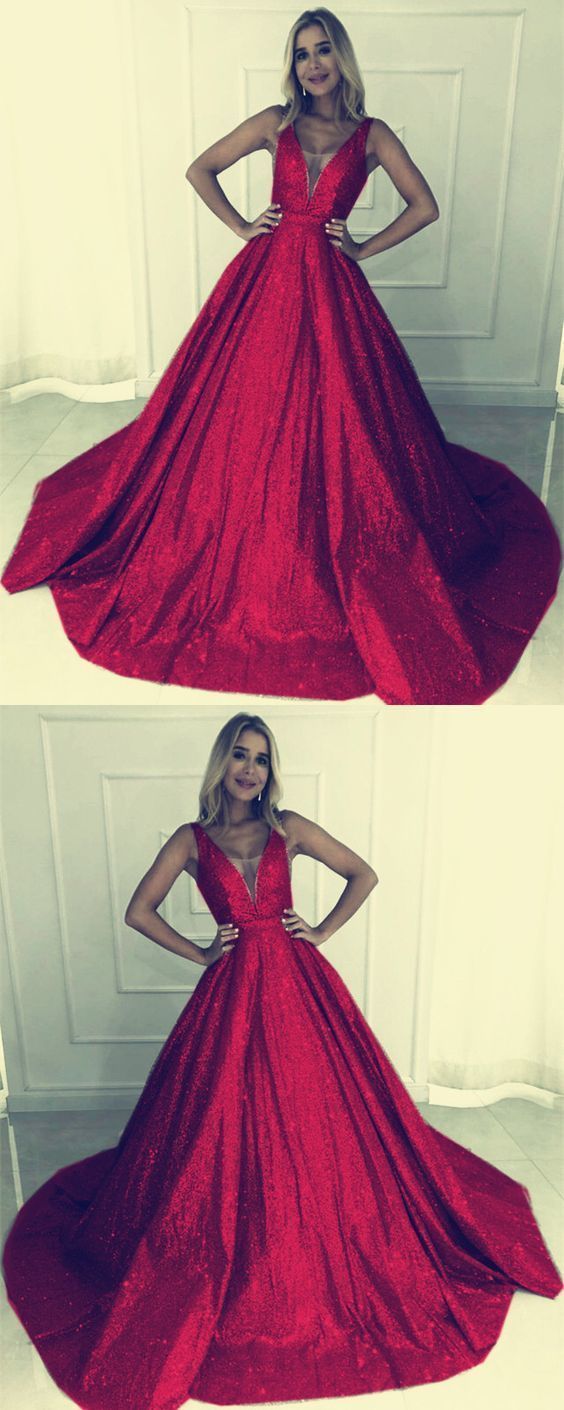 Burgundy Sequin Ball Gowns Prom Quinceanera Dress on Luulla