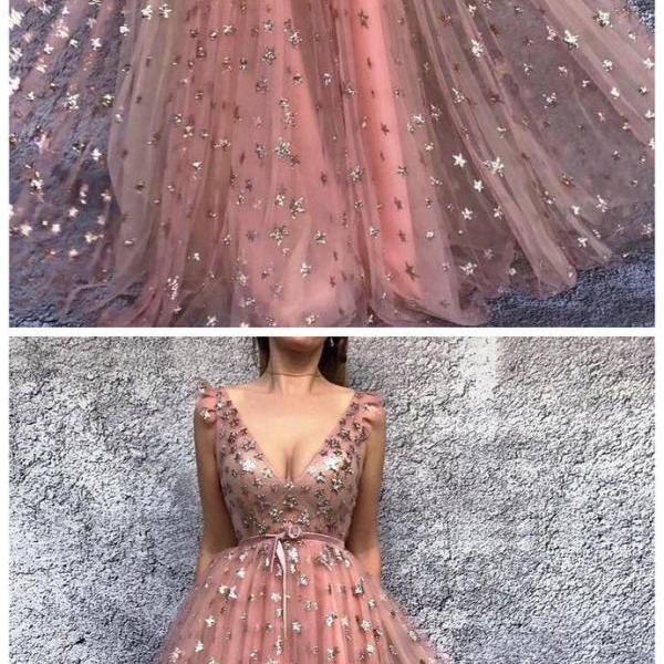 Sparkly Prom Dresses V-neck Stars Long Sexy Beautiful Prom Dress on Luulla