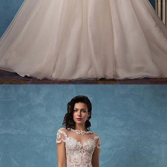 Stunning Tulle And Satin Bateau Neckline See Through 2 In 1 Wedding